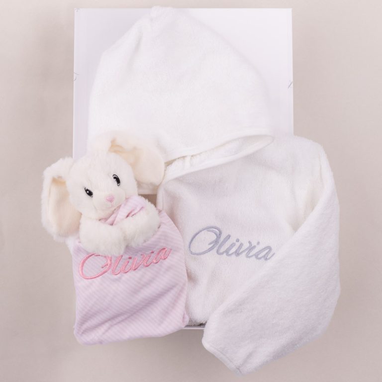 Personalised White Hooded Baby Robe | One Little Day