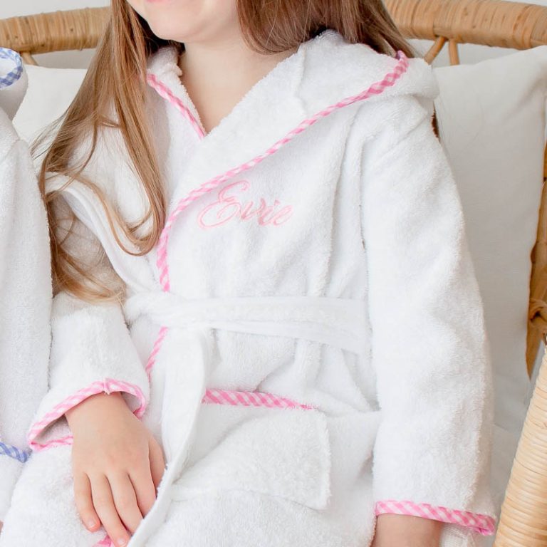 Pink Gingham Hooded Baby Robe | One Little Day