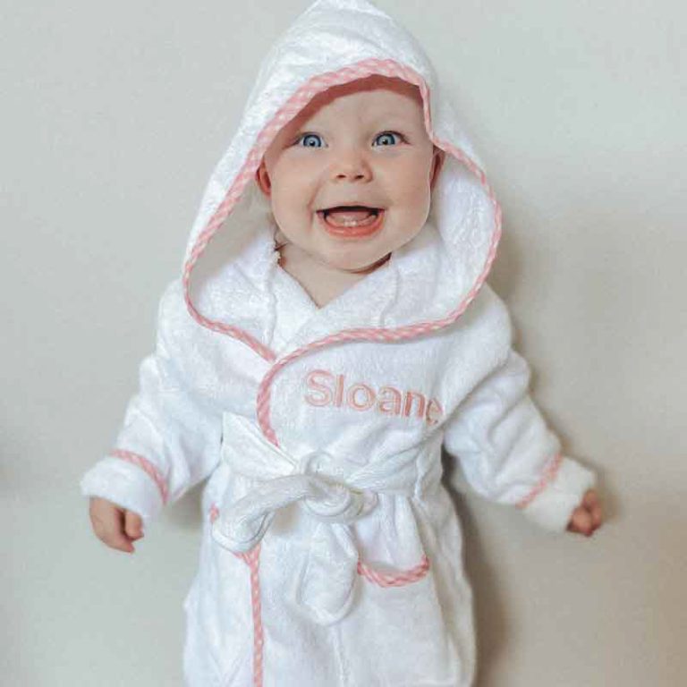 Pink Gingham Hooded Baby Robe | One Little Day