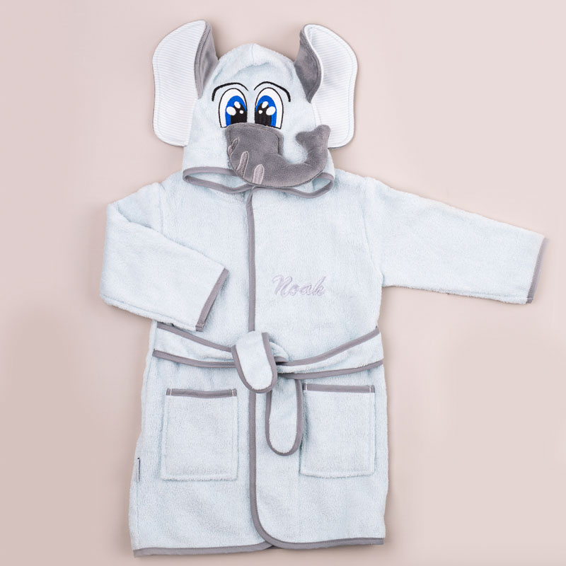 Personalised Elephant Hooded Baby Robe