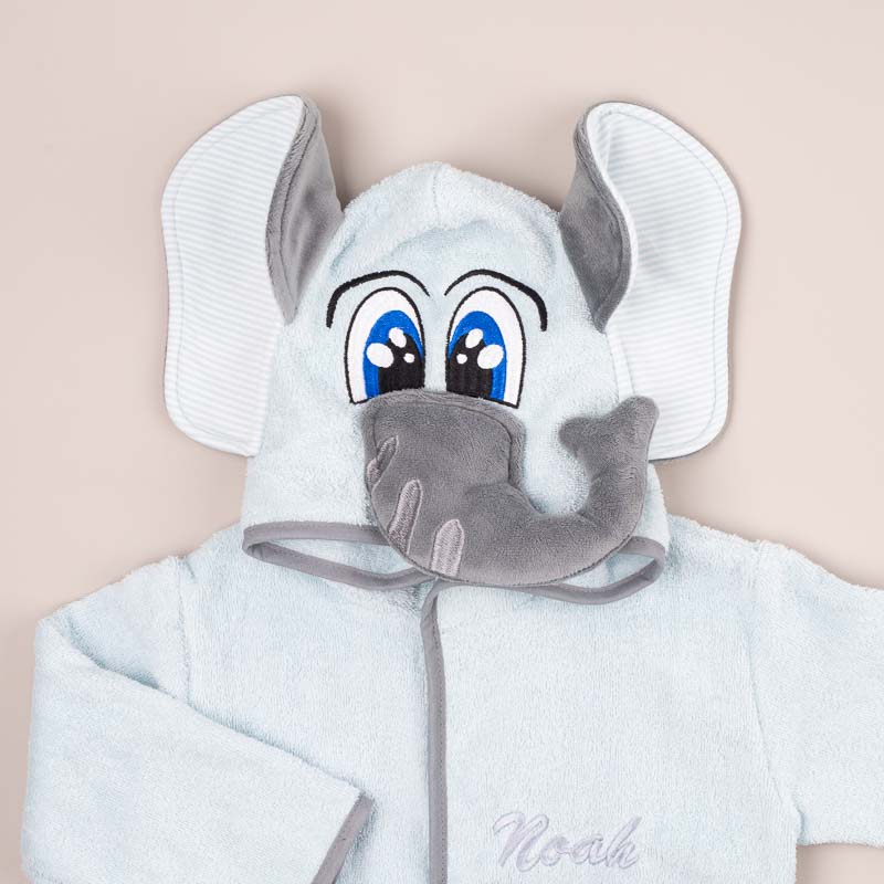 Personalised Elephant Hooded Baby Robe
