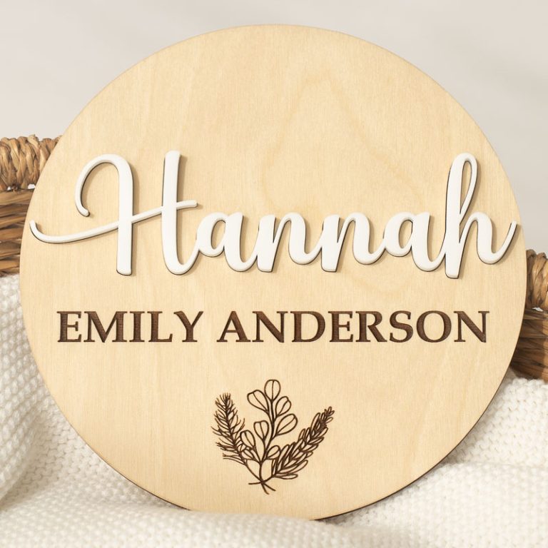 Personalised Cream Diamond Blanket & 3D Baby Name Disc