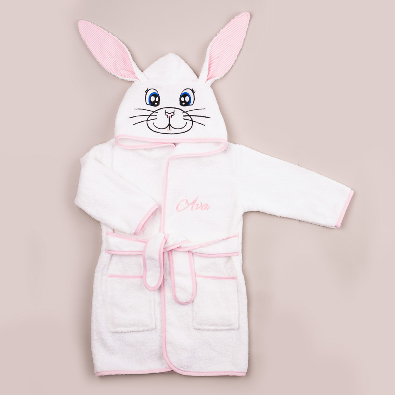 Personalised Bunny Hooded Baby Robe | One Little Day Australia
