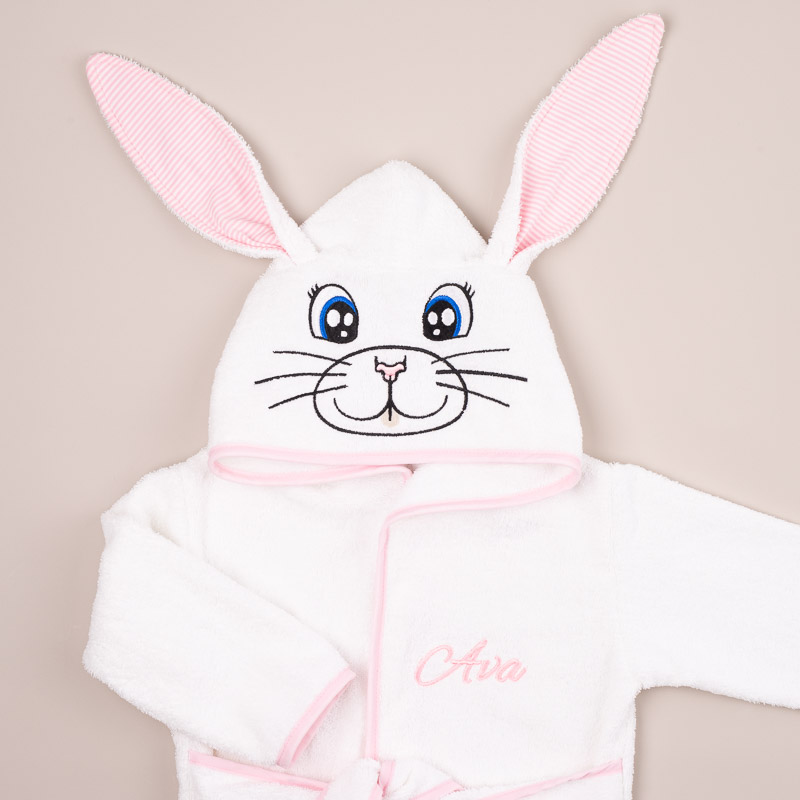 Personalised Bunny Hooded Baby Robe | One Little Day Australia