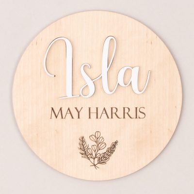 Personalised Blush Pink Blanket, Unicorn & 3D Baby Name Disc